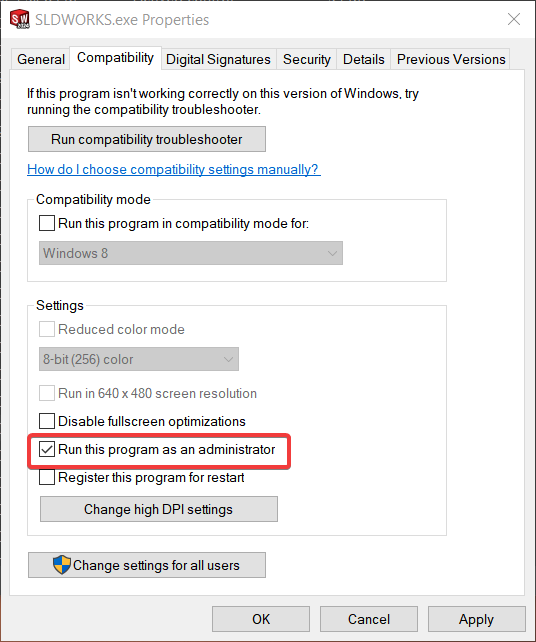 How to Run SOLIDWORKS as an Administrator – Hawk Ridge Systems